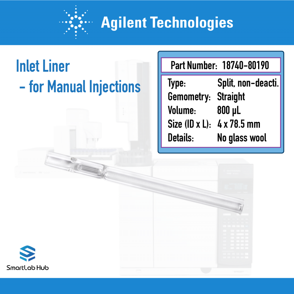 Agilent,Inlet liner,split,straight,cup,manual injection,18740-80190