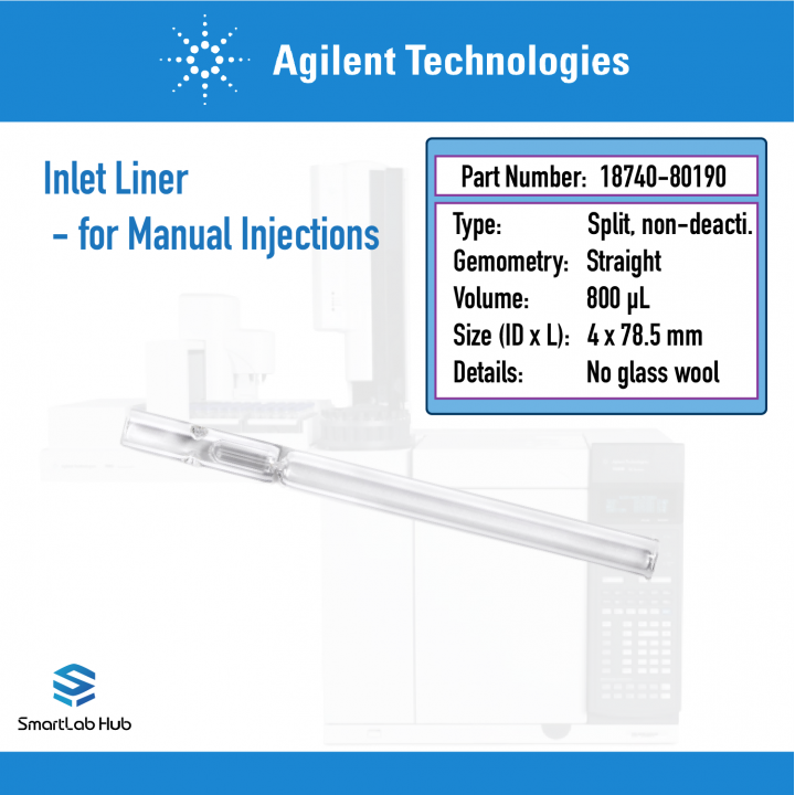 Agilent,Inlet liner,split,straight,cup,manual injection,18740-80190