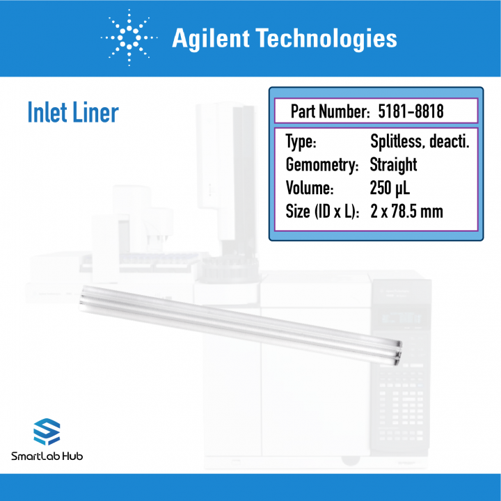 Agilent,Inlet liner,splitless,straight,deactivated,quartz,5181-8818
