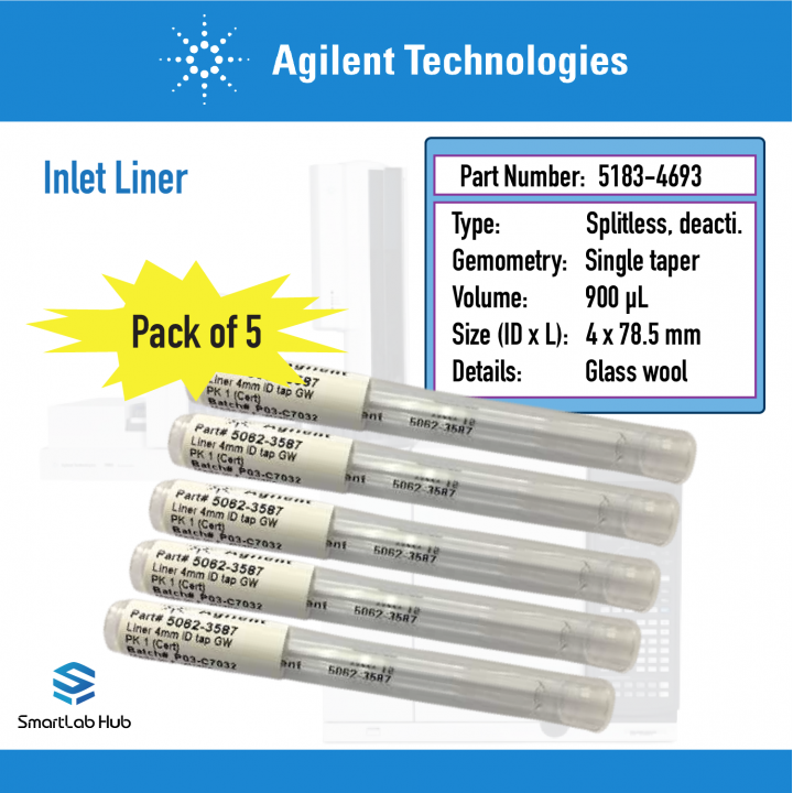 Agilent Liner, Splitless, GW Taper, Deac, 5PK