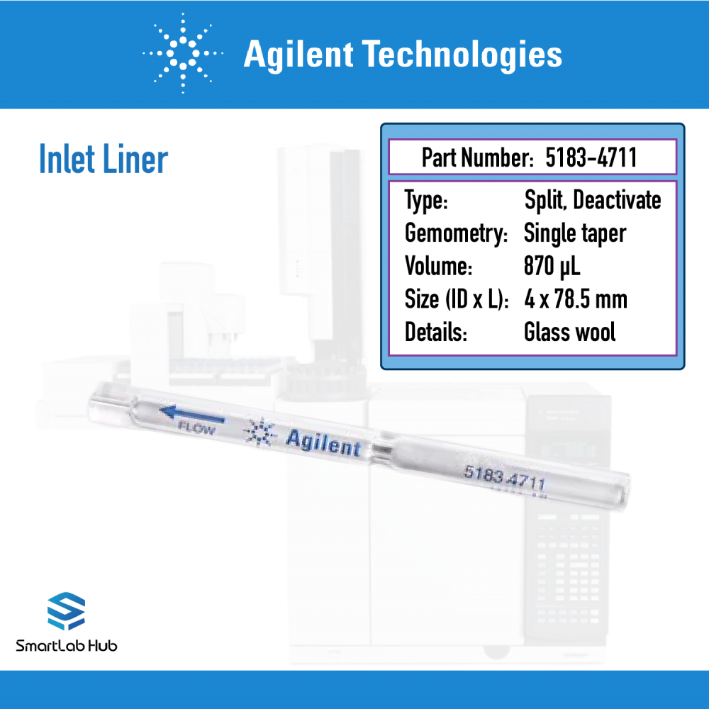 Agilent Inlet liner, split, single taper, glass wool, deactivate