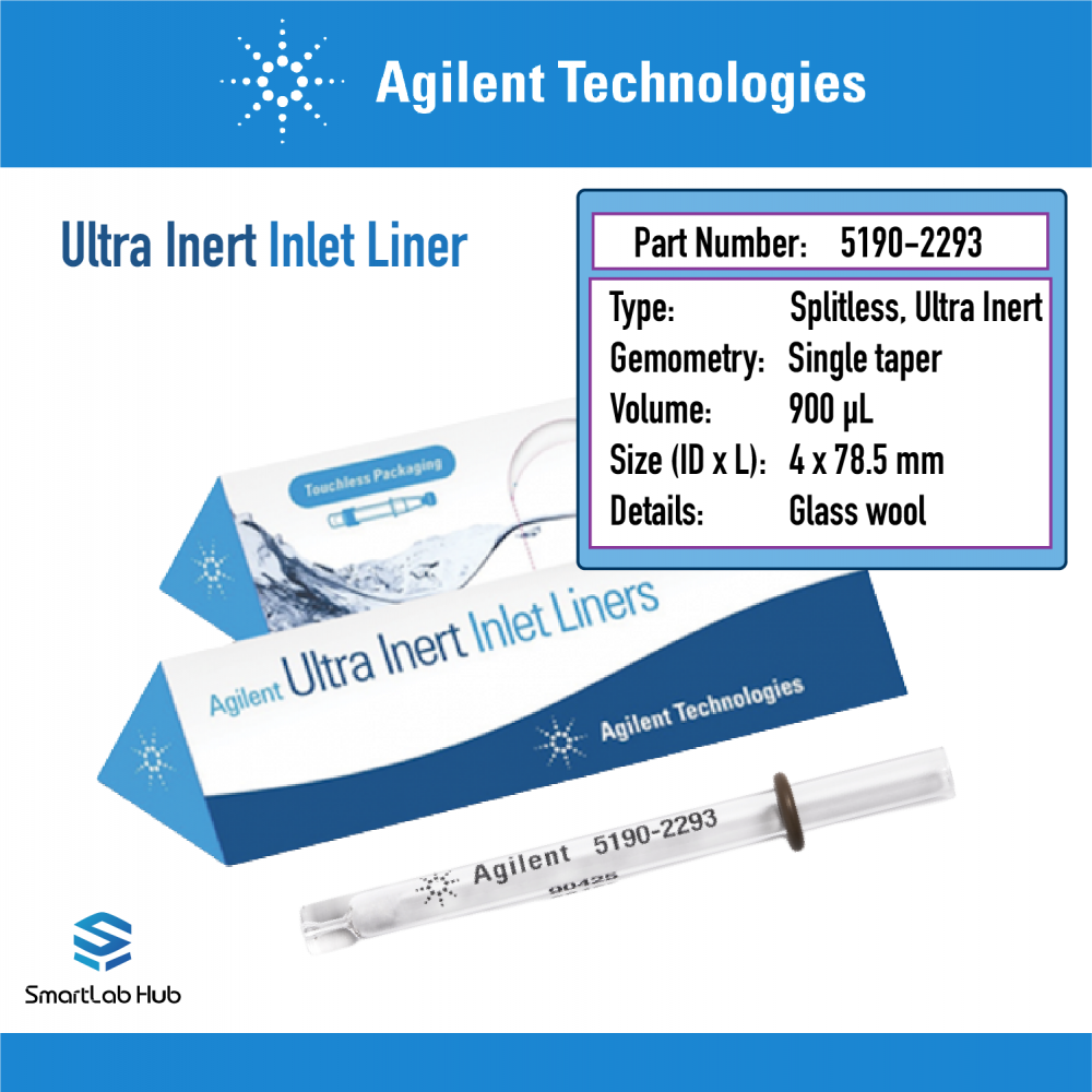Agilent Inlet liner,Ultra Inert,splitless,single taper,glass wool,5190-2293