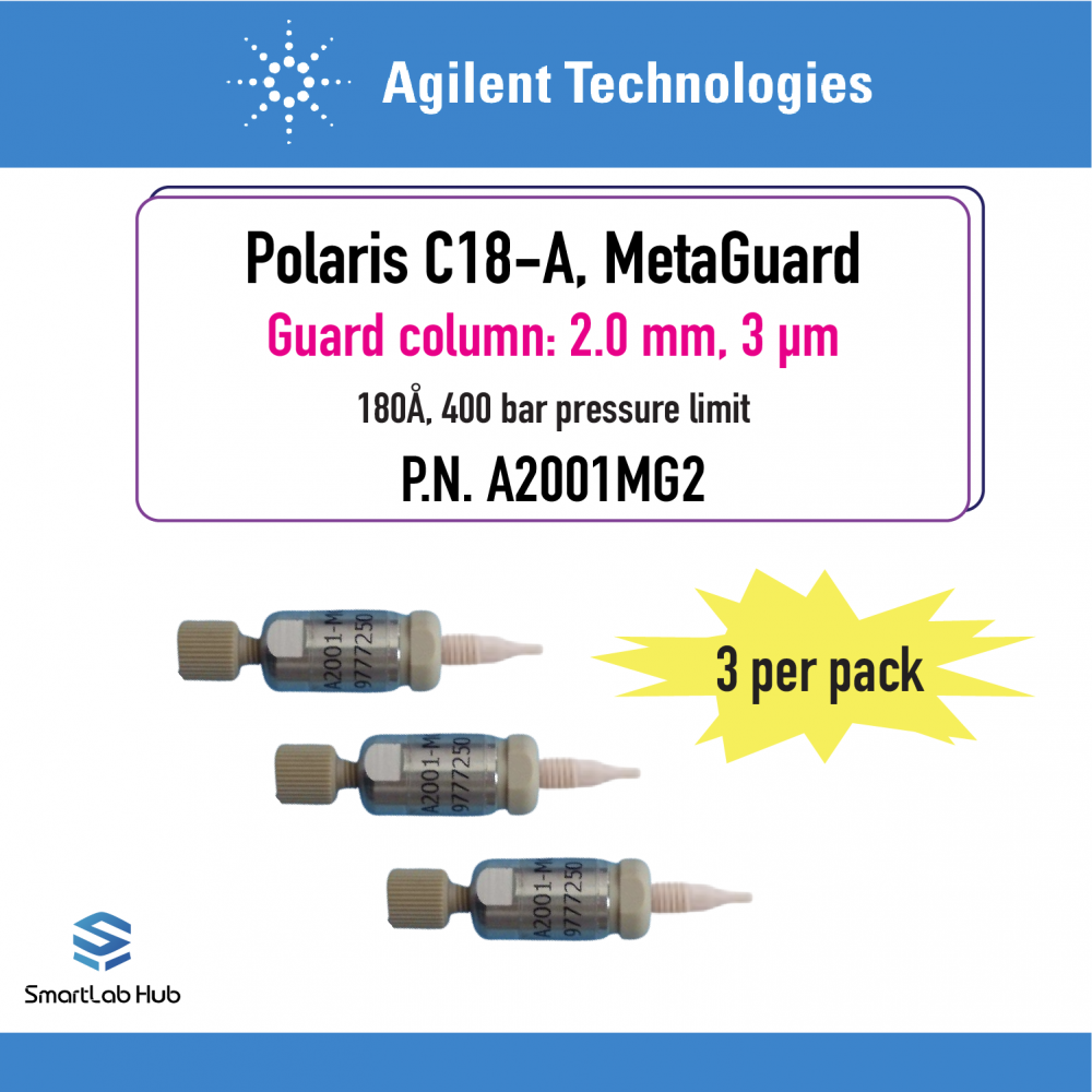 Agilent Polaris C18-A, MetaGuard, 3 µm, 2.0 mm, 3/pk