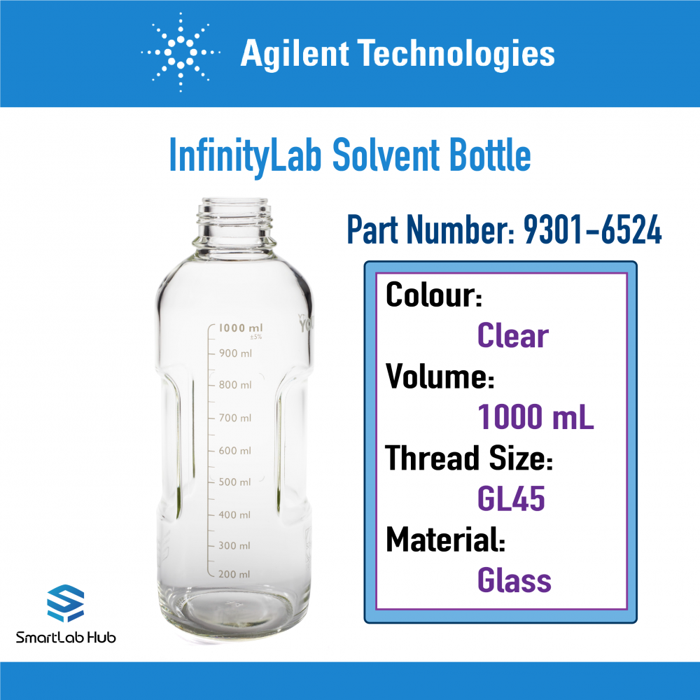 Agilent InfinityLab solvent bottle, clear, 1 L