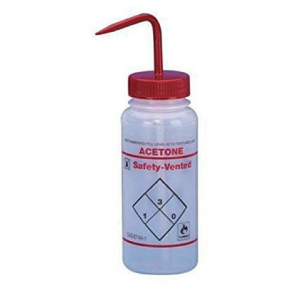 Bel-Art Safety-Vented / Labeled 2-Color Acetone Wide-Mouth Wash Bottles ...